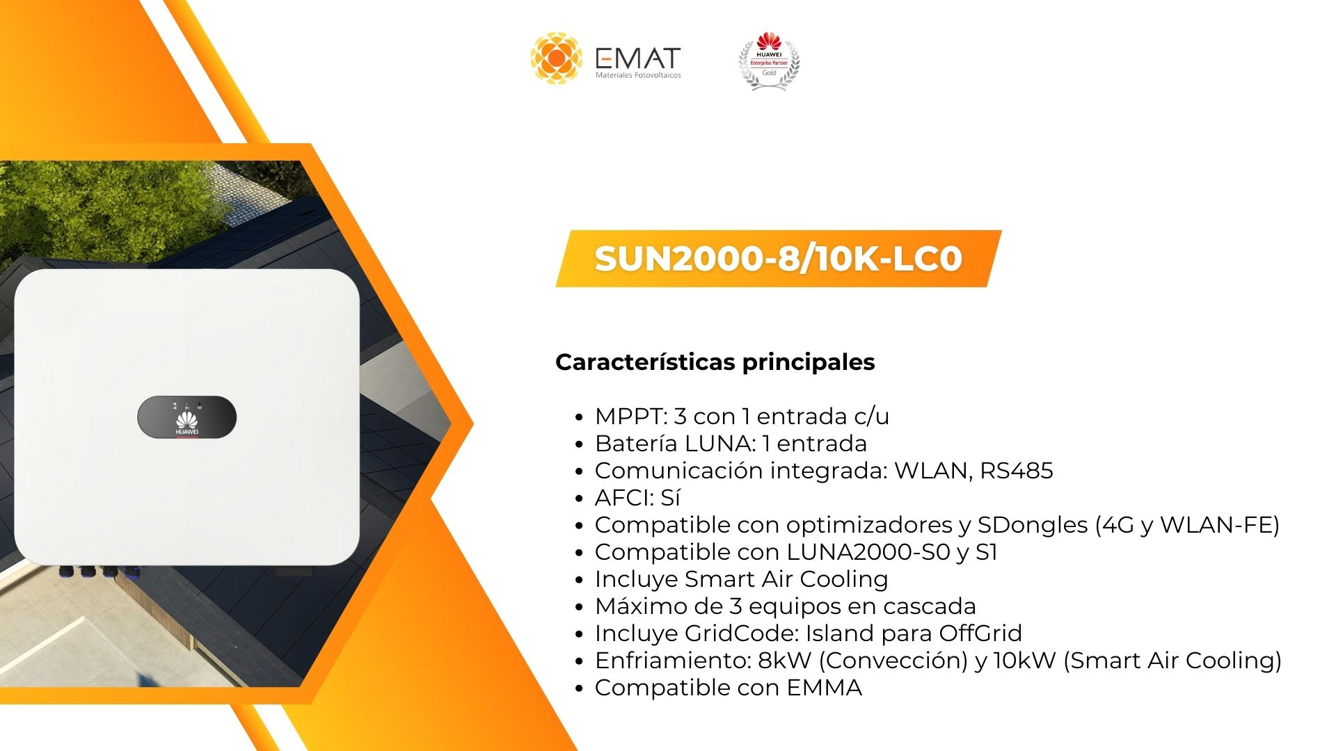 NUEVO Inversor Huawei de 8kW Híbrido Monofásico - SUN2000-8K-LC0